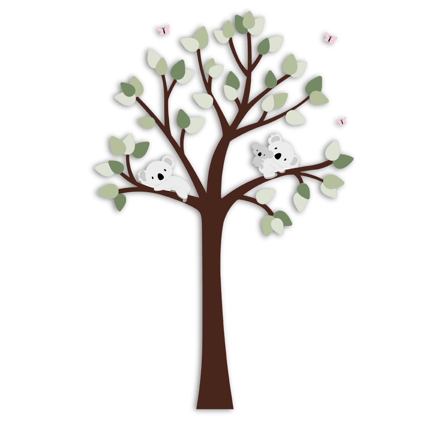 Houten muursticker - Vrijstaande boom - groene blaadjes – Koosje decoraties